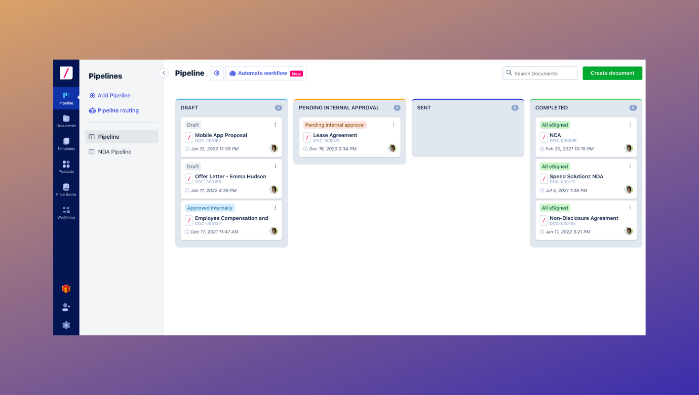 Secure Document Workflow with Electronic Signatures